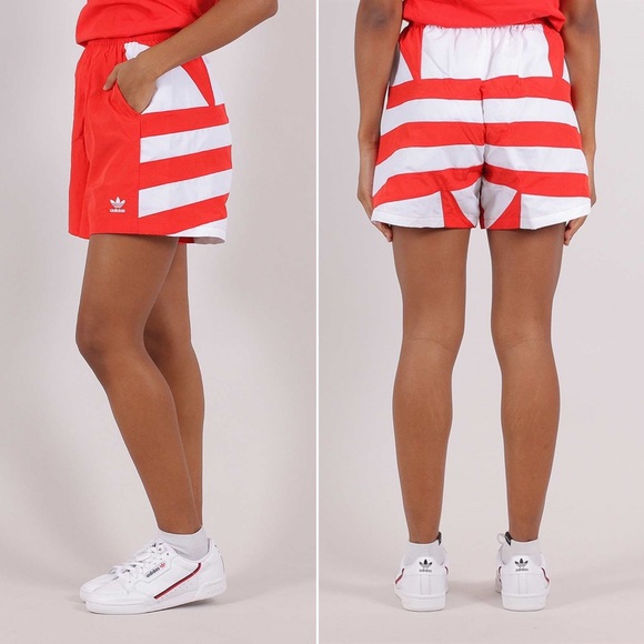 adidas | Shorts | Nwt Adidas Large Logo Trefoil Red Shorts | Poshmark